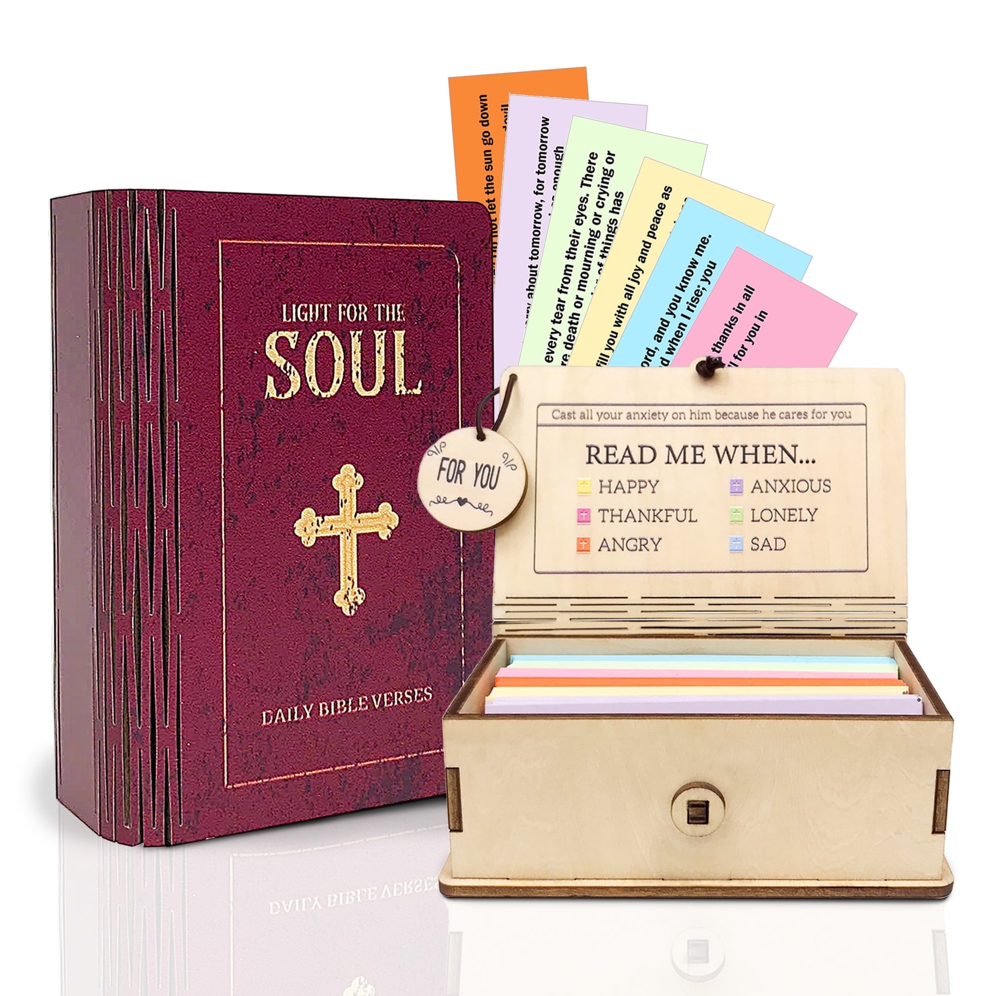 Wooden Bible Verse Box, Emotional Scripture Prayer Cards, Religious ...