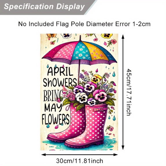 April Showers Bring May Flowers" - 12x18 Inch Double-Sided Garden Flag ...