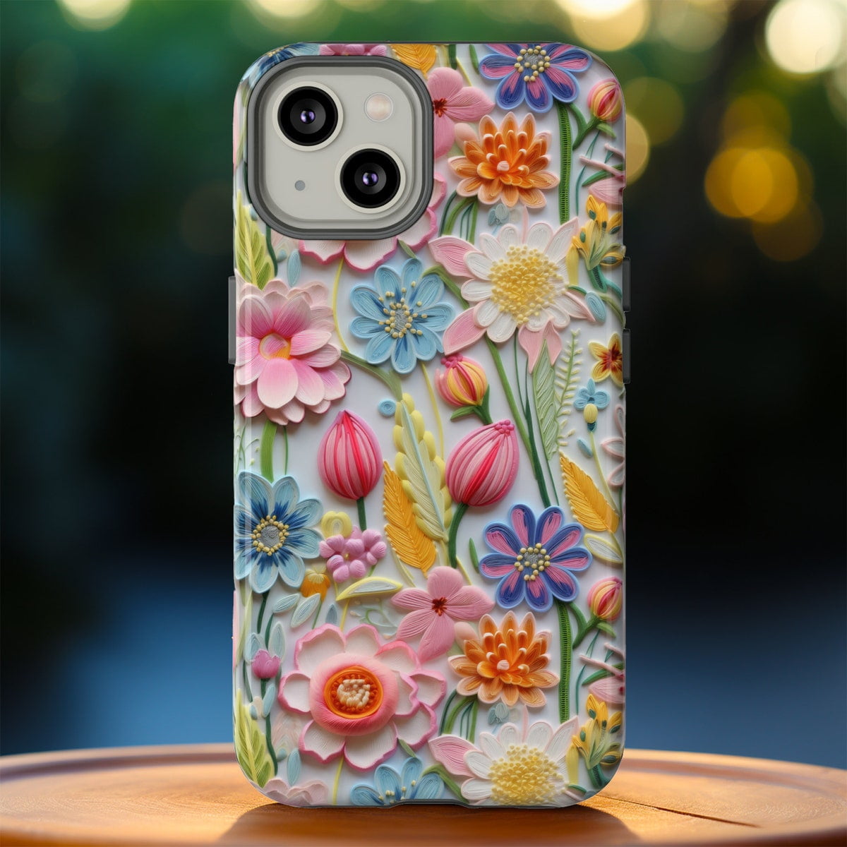 April Showers Bring May Flowers Embroidery Effect Phone Case 17 16 15 ...