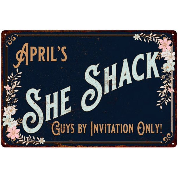 April's SHE SHACK Gift Sign Metal Wall Decor 8 x 12 High Gloss Metal ...
