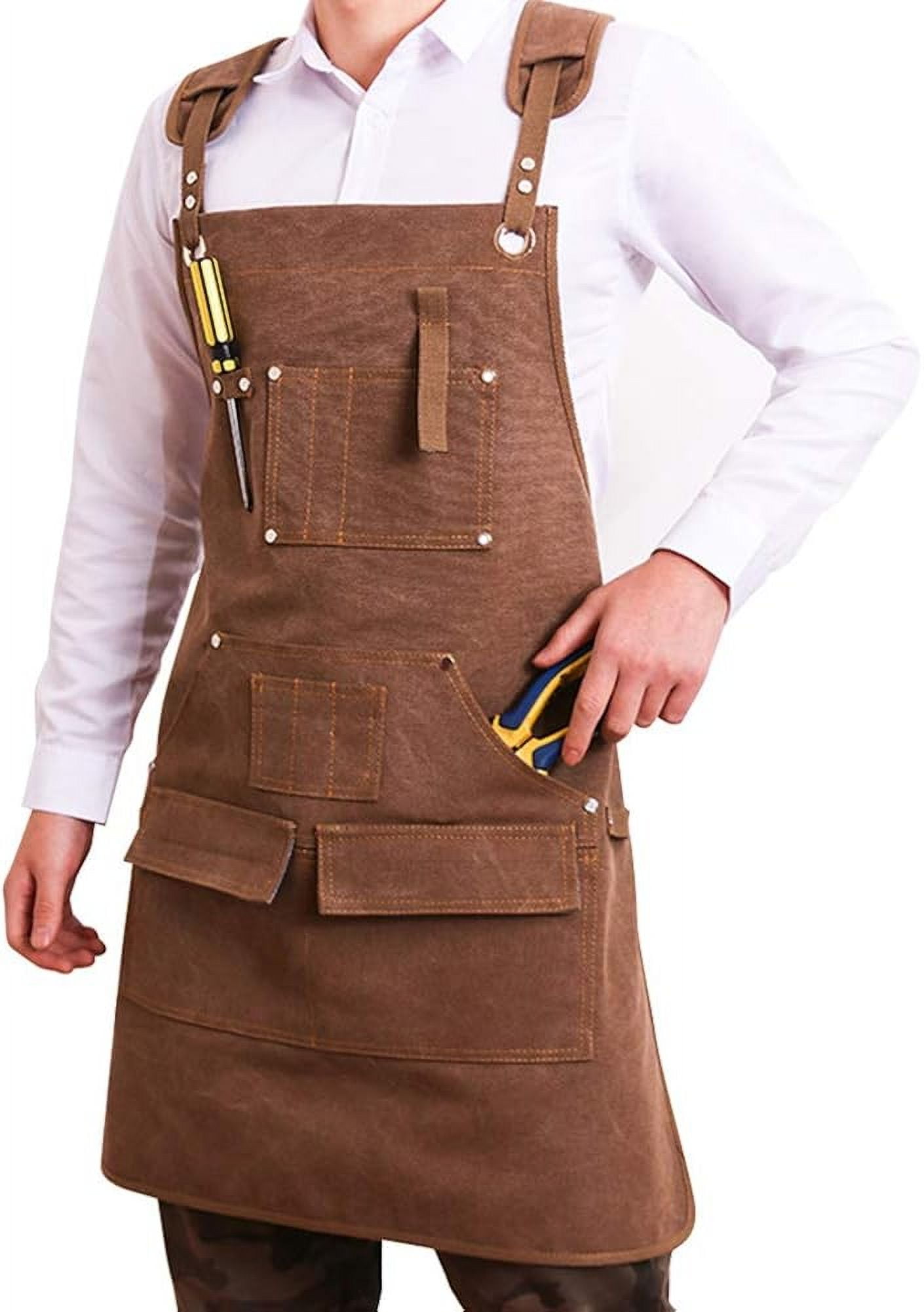 Apron with 6 Tool Pockets & Loops, Made in the USA & Waxed Canvas, All ...