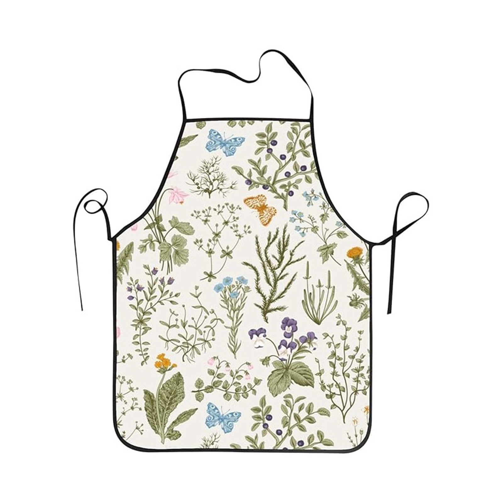 Apron - Floral Patterned, Adjustable Neck Strap, Pocketed Design For ...