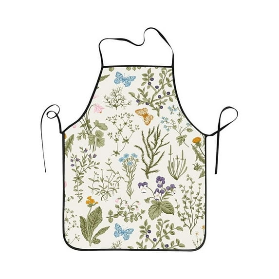 Apron - Floral Patterned, Adjustable Neck Strap, Pocketed Design For ...