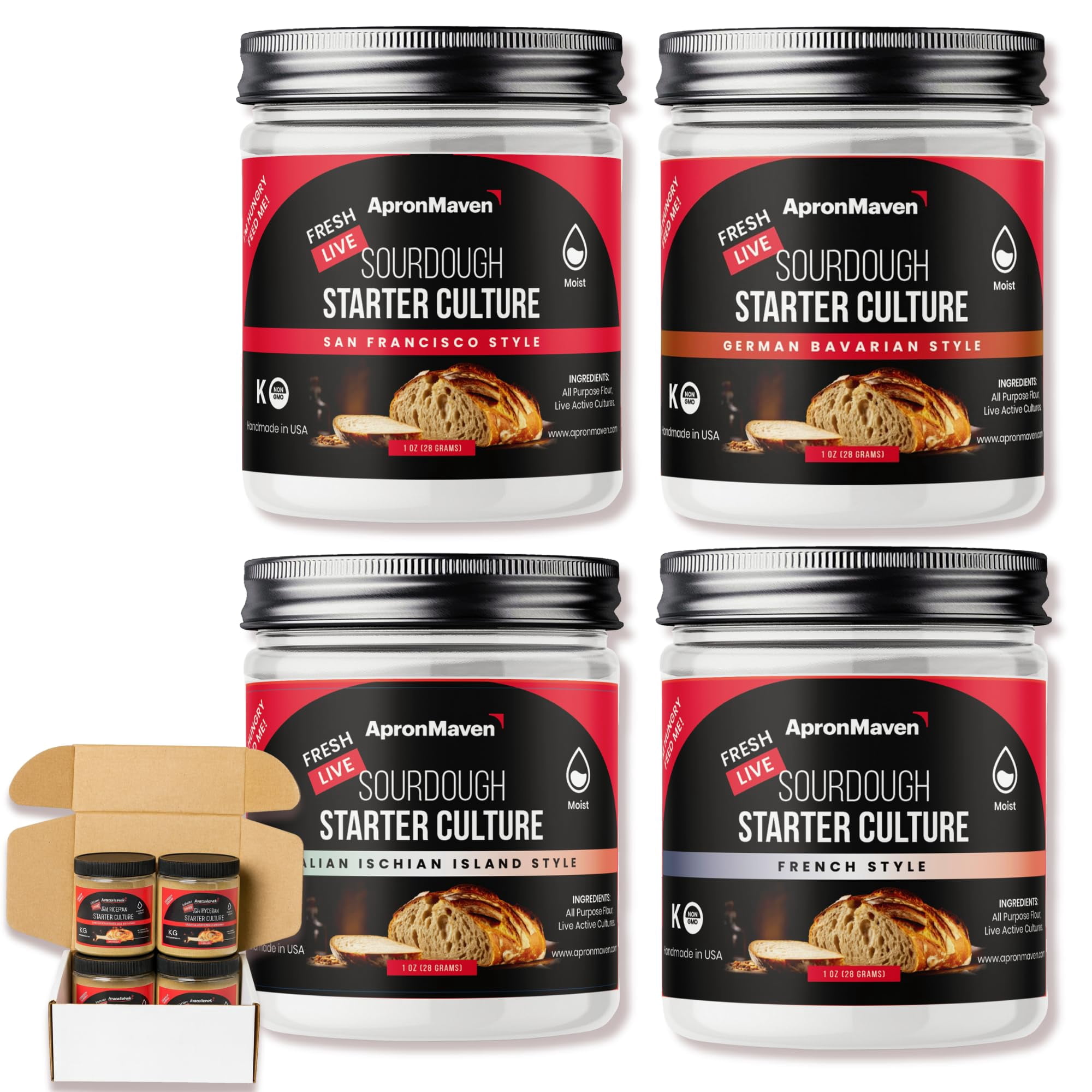 Apron Maven Sourdough Starter Gift Set – 4 Pack | Authentic San ...