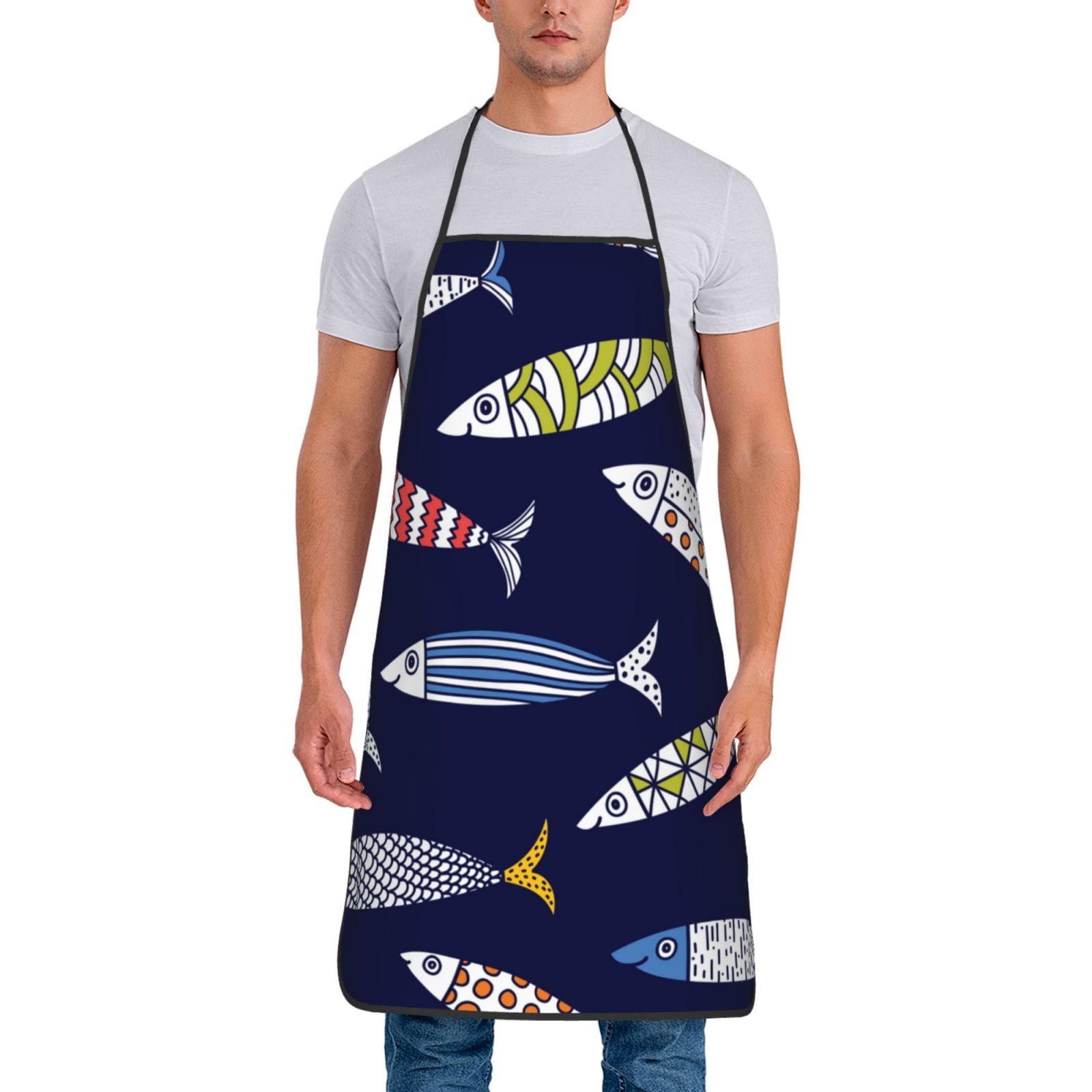 Apron for Men Women, Boho style fish Waterproof Chef Kitchen Baking ...