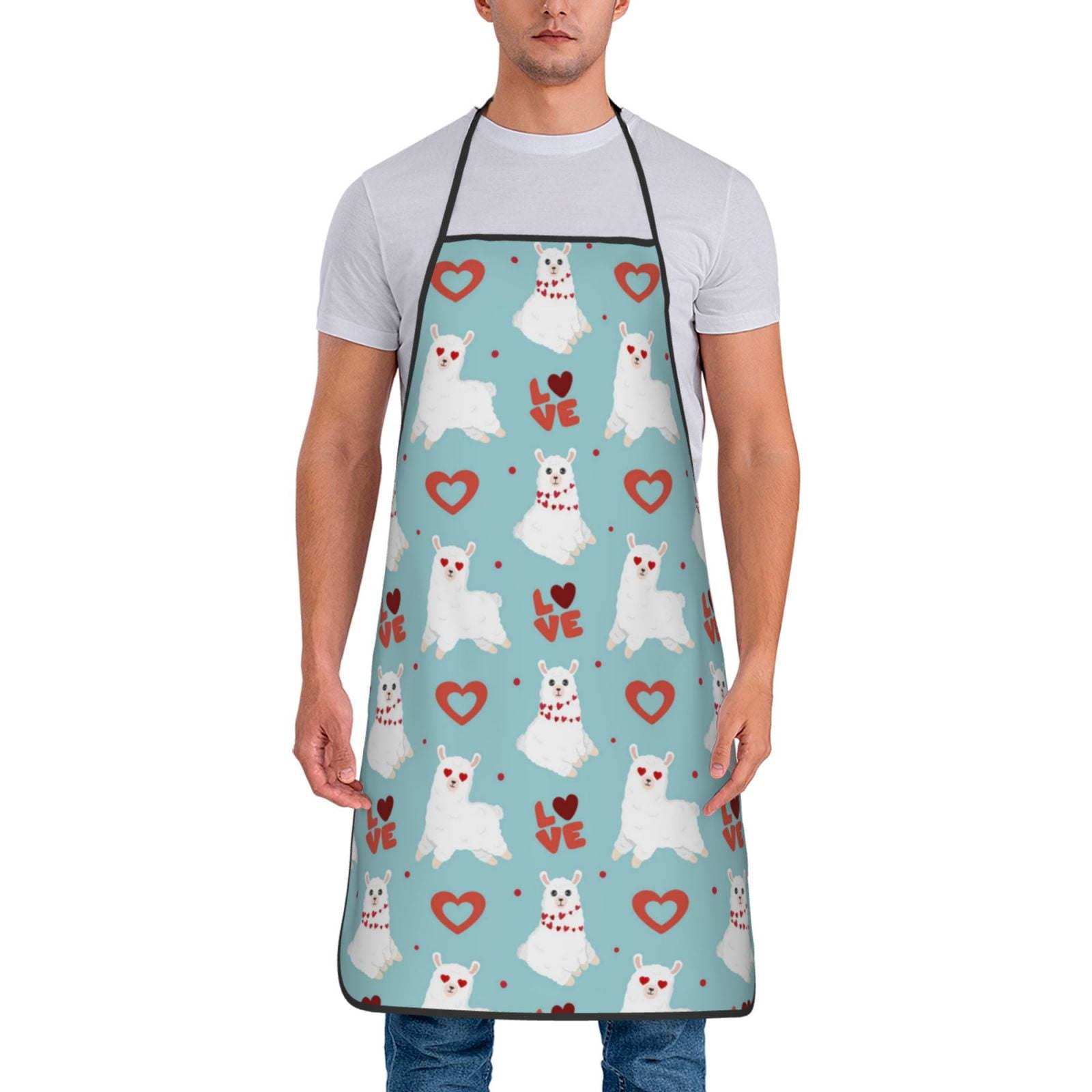 Apron for Men Women, Cartoon Cute Alpacas Love Waterproof Chef Kitchen ...