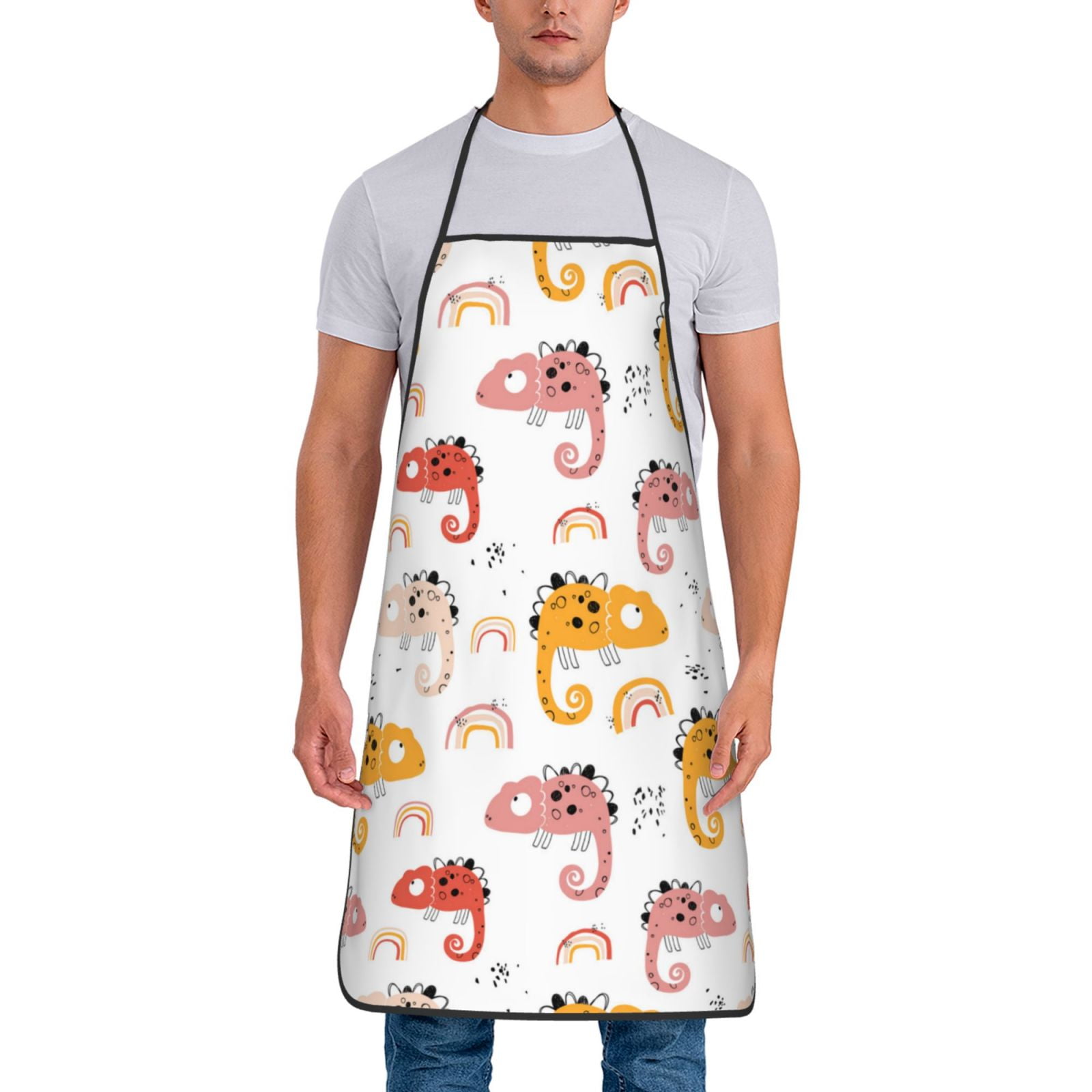 Apron for Men Women, Cartoon Cute Chameleon Lizard Waterproof Chef ...