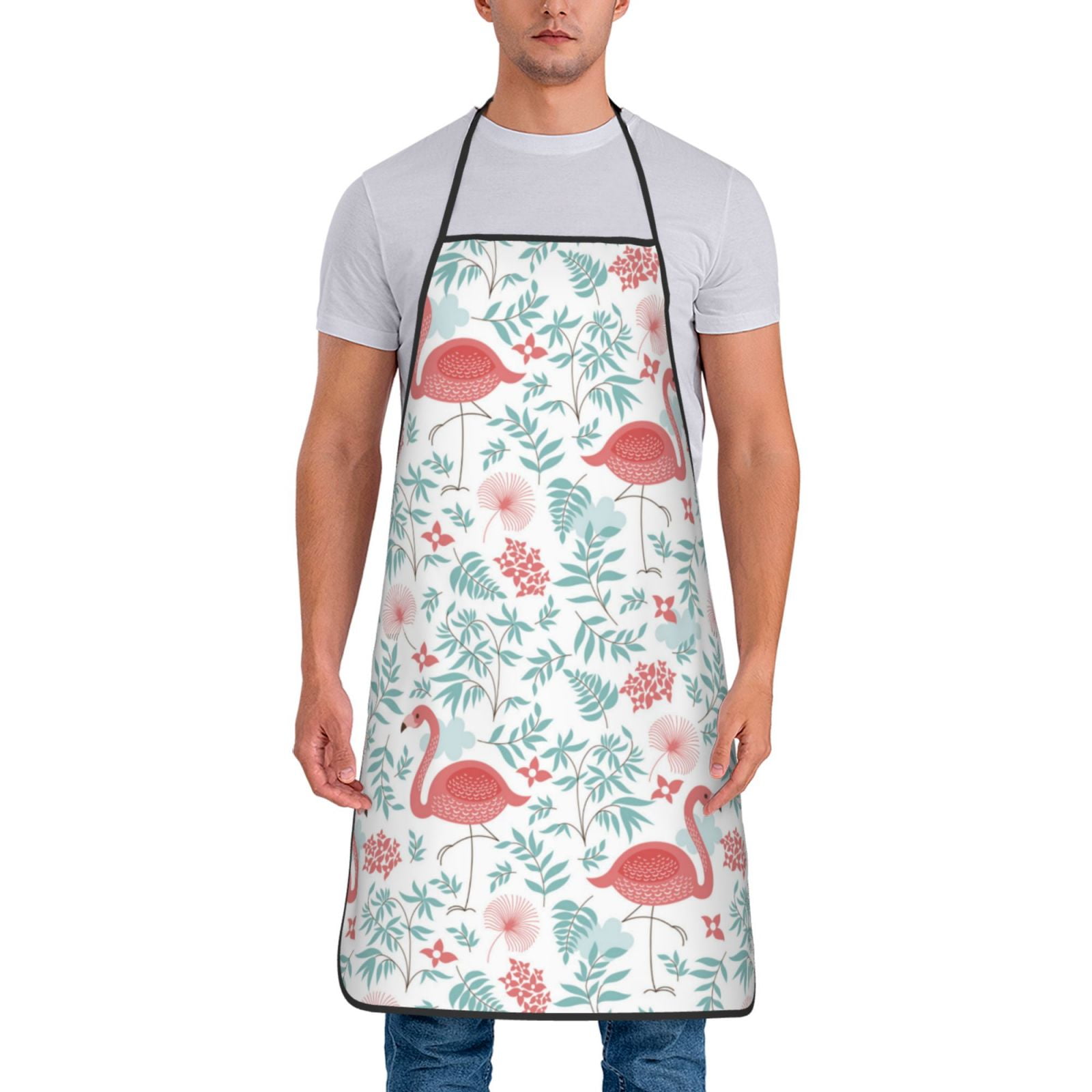 Apron for Men Women, Flamingo Banana Leaf Waterproof Chef Kitchen ...