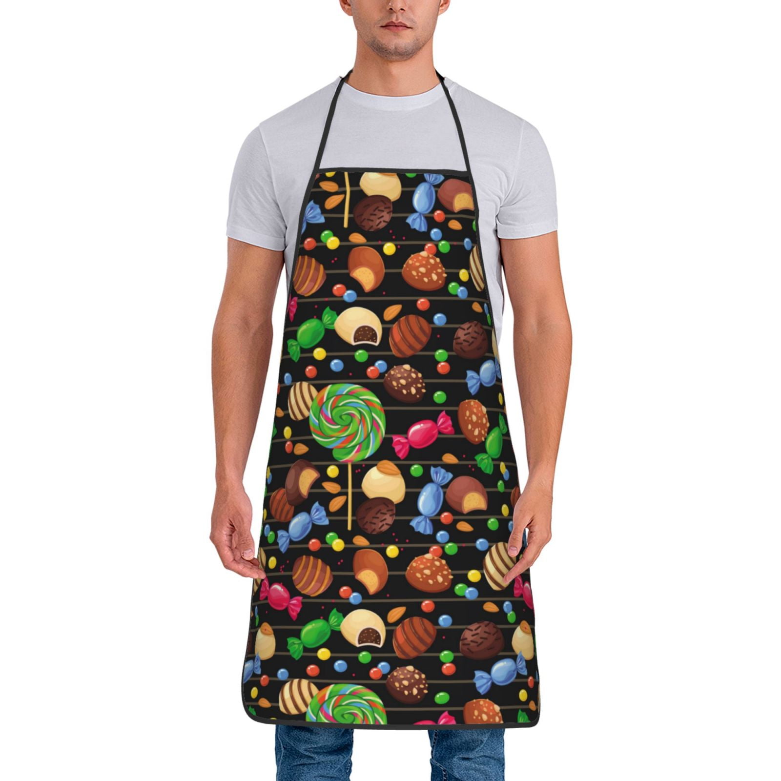 Apron for Men Women, Lollipop Candy Chocolate Bean Print Waterproof ...