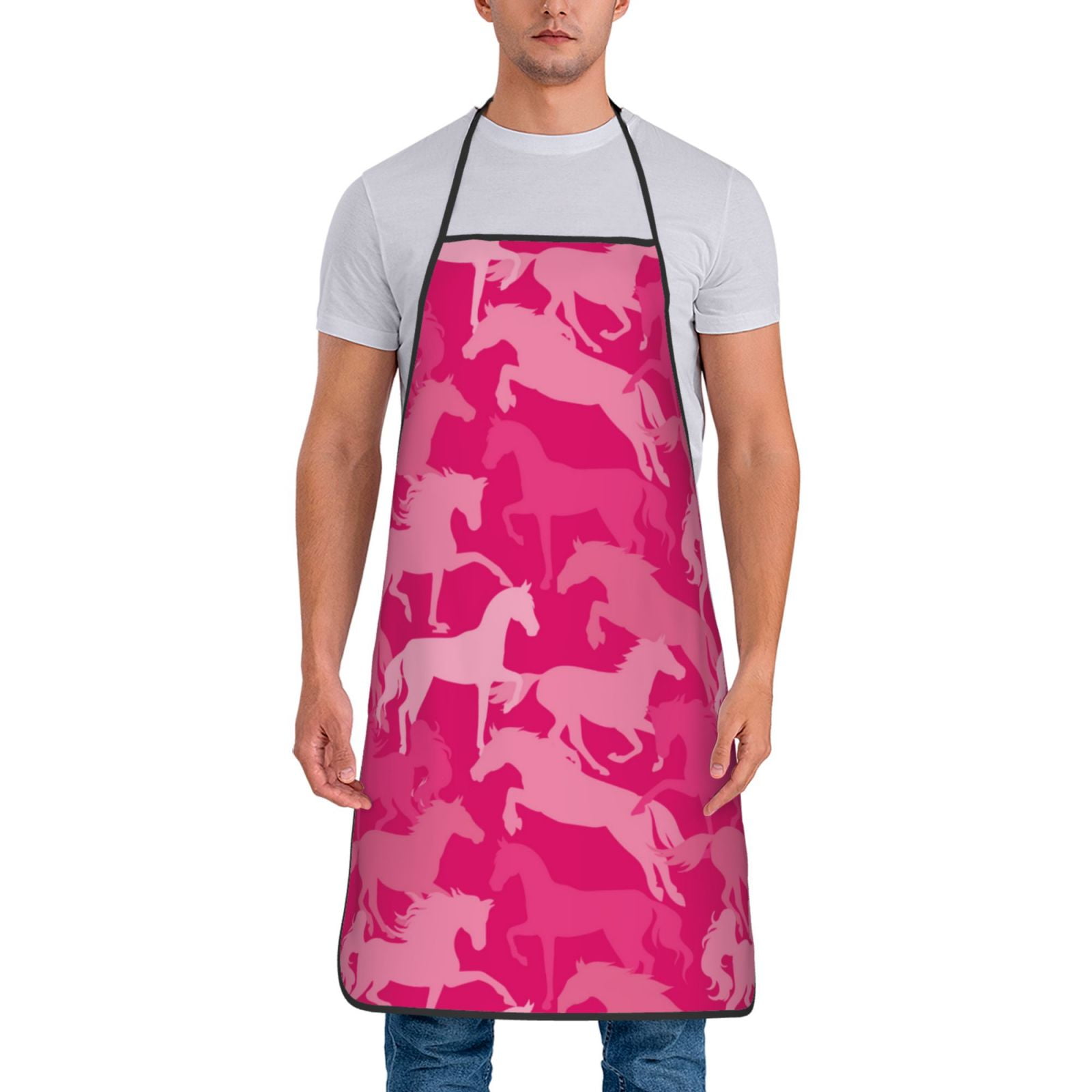 Apron for Men Women, Modern Minimalist Cool Horse Pink Waterproof Chef ...