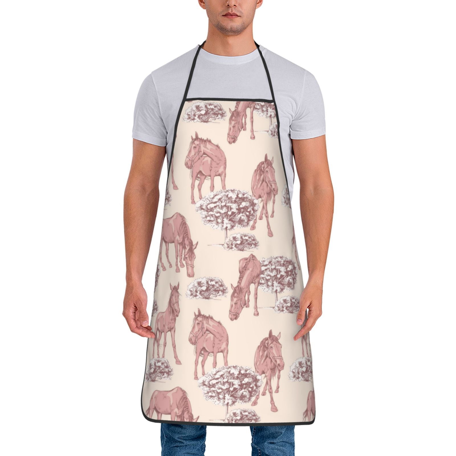 Apron for Men Women, Vintage Cute Horse Tree Waterproof Chef Kitchen ...