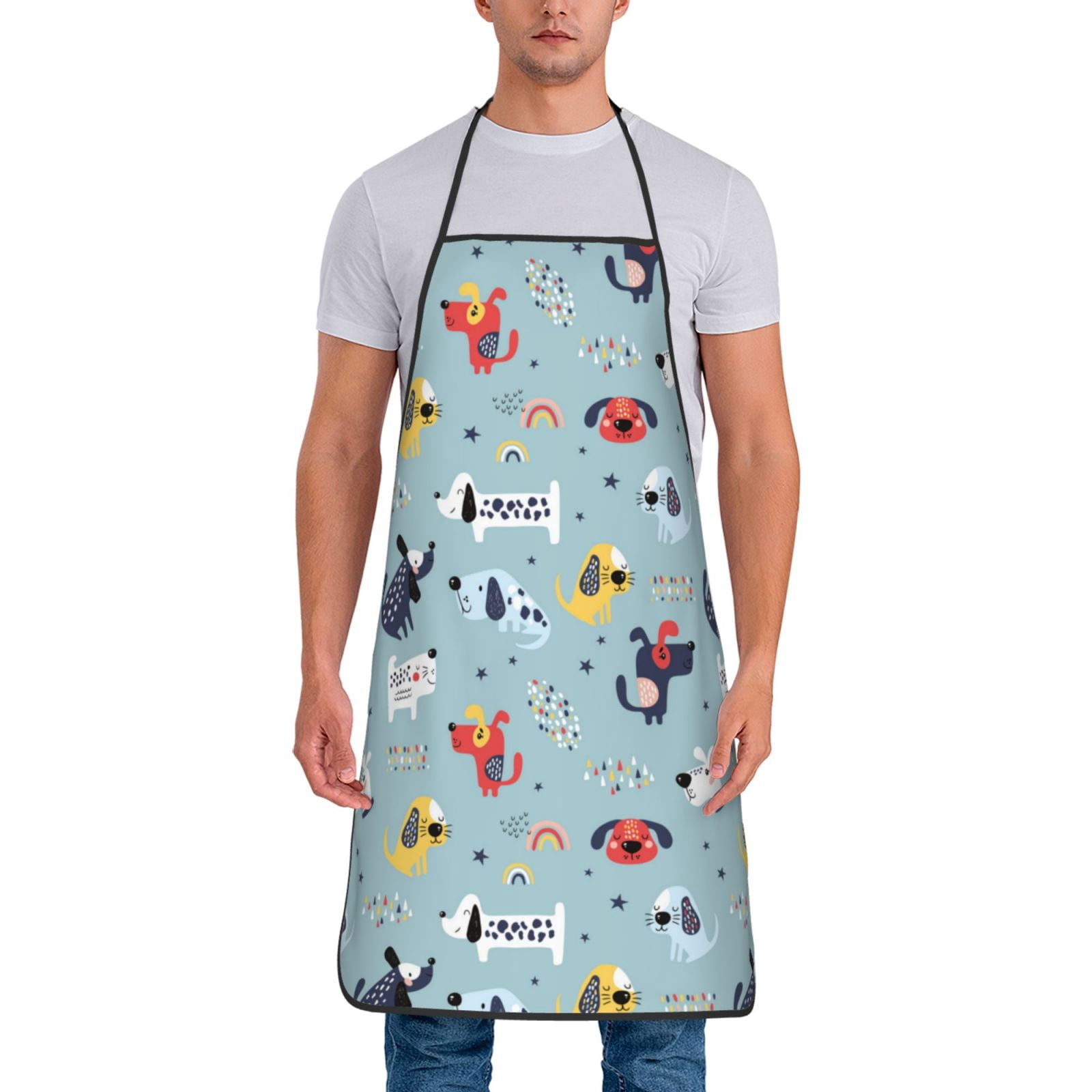 Apron for Men Women, cartoon colorful dog Waterproof Chef Kitchen ...