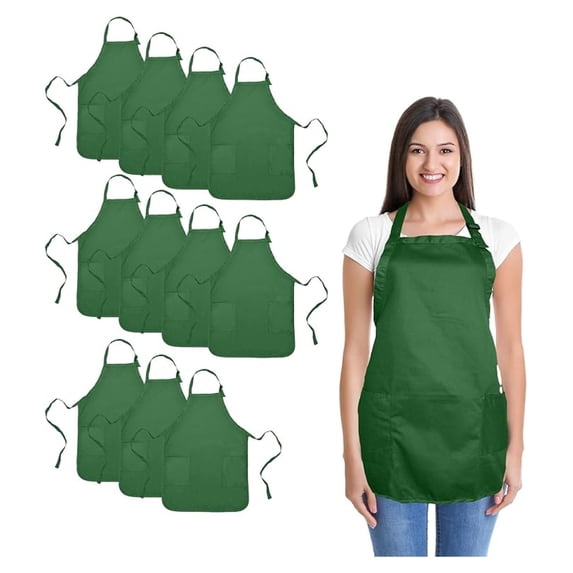 Apron Restaurant Home Bib Spun Cotton Kitchen Aprons (2 Pockets) in ...