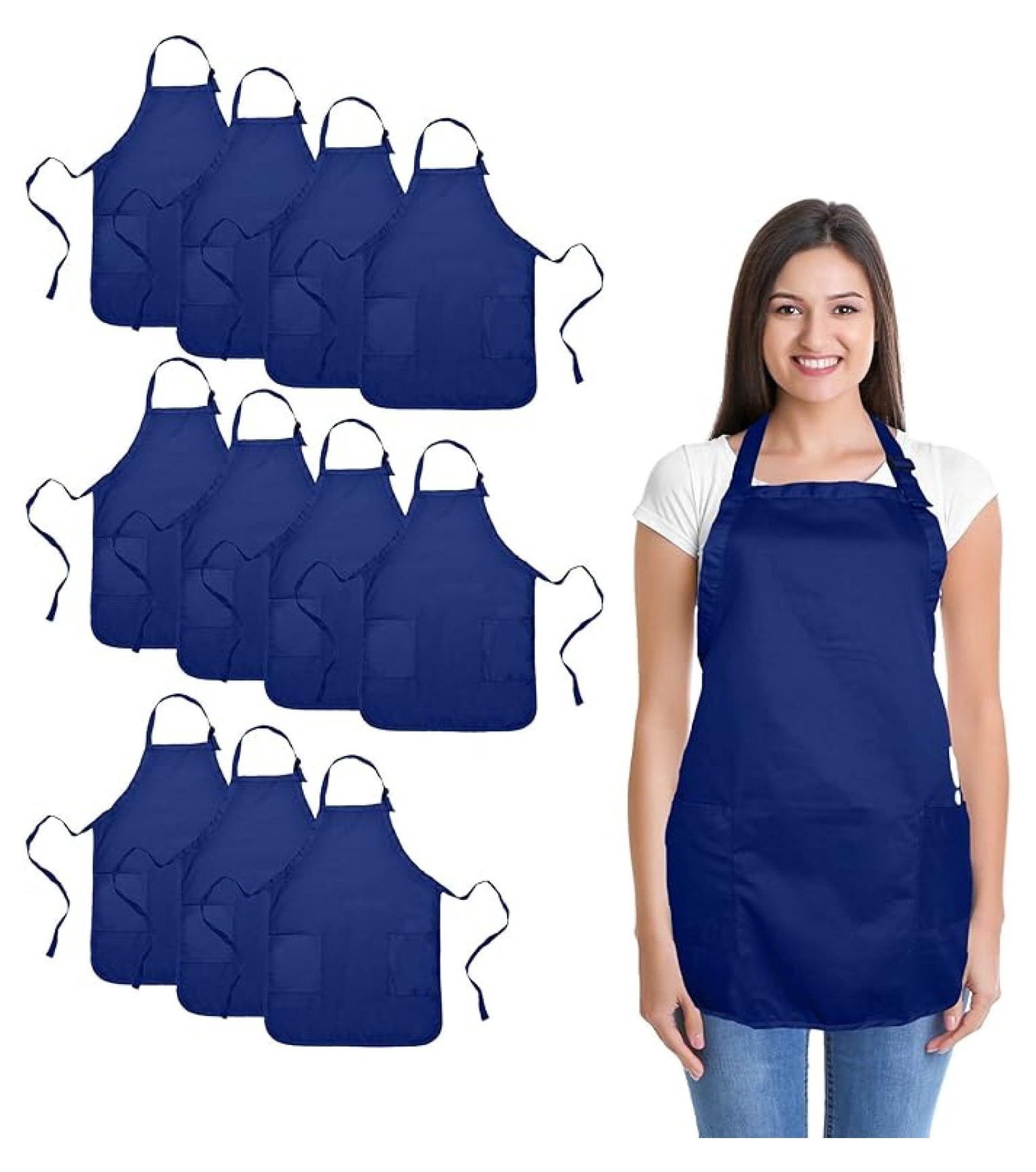 Apron Restaurant Home Bib Spun Cotton Kitchen Aprons (2 Pockets) in ...