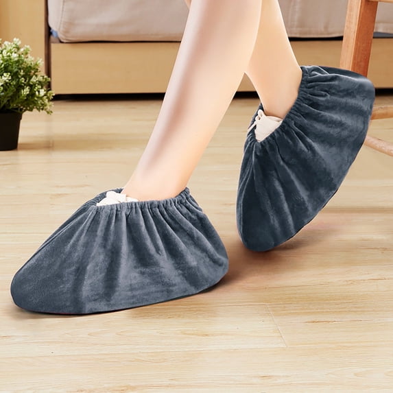 Apron Sleeve Wearable Indoor Flannel Warm Shoe Cover Washable Reusable ...