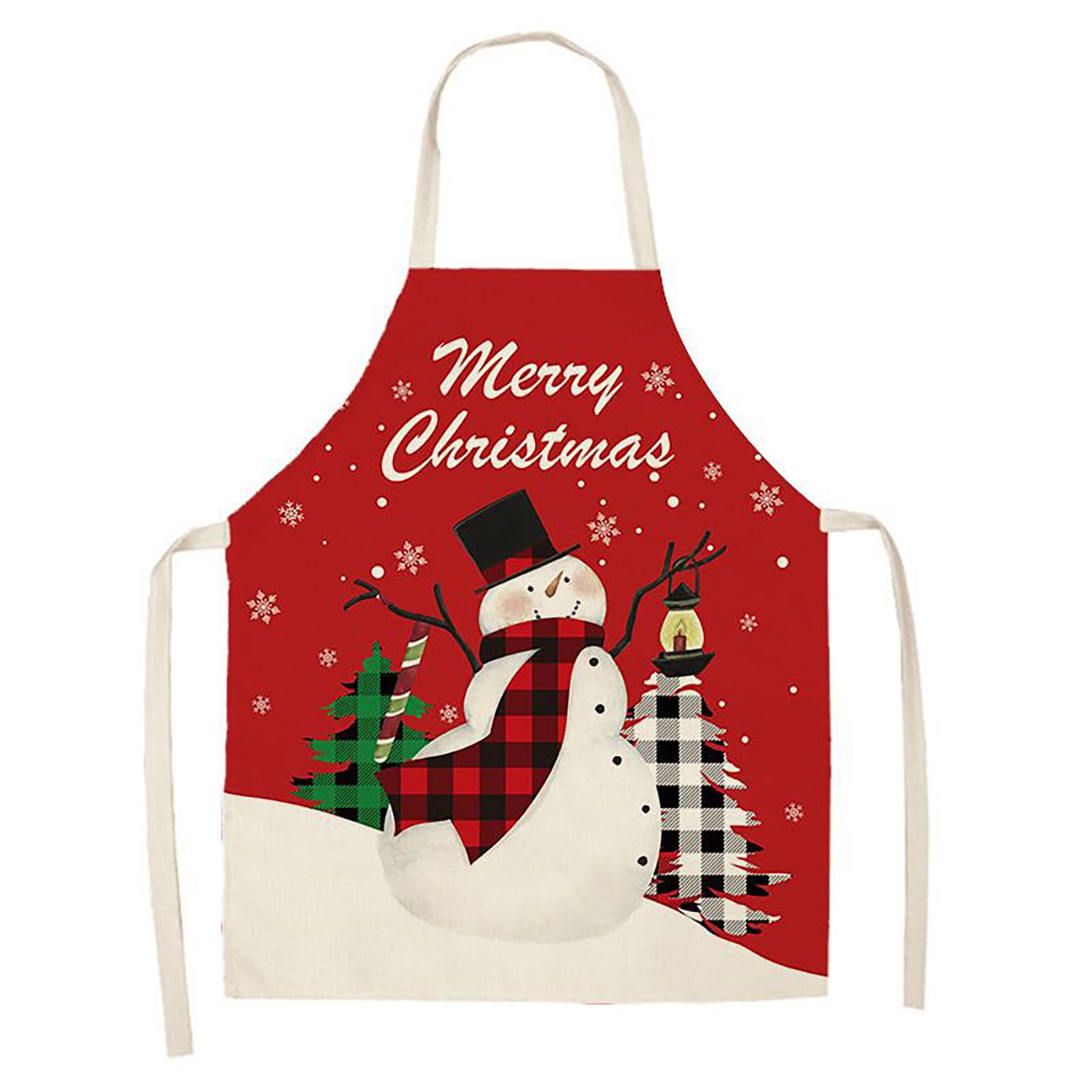Hxoliqit Christmas Kitchen Cooking Aprons Plaid Aprons Adjustable ...