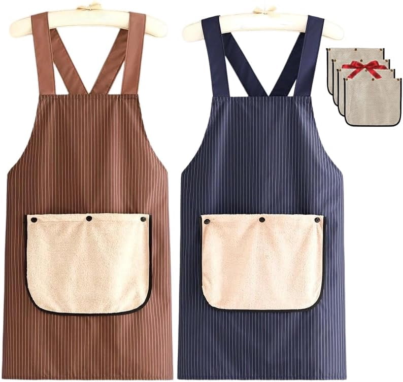 Apron with Towel Attached and Pockets for Women Men, 2026 Cross Back ...