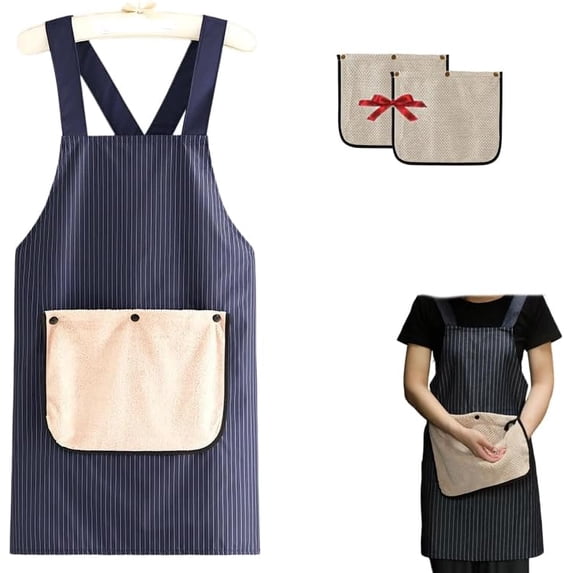 Apron with Towel Attached and Pockets for Women Men, 2026 Cross Back ...