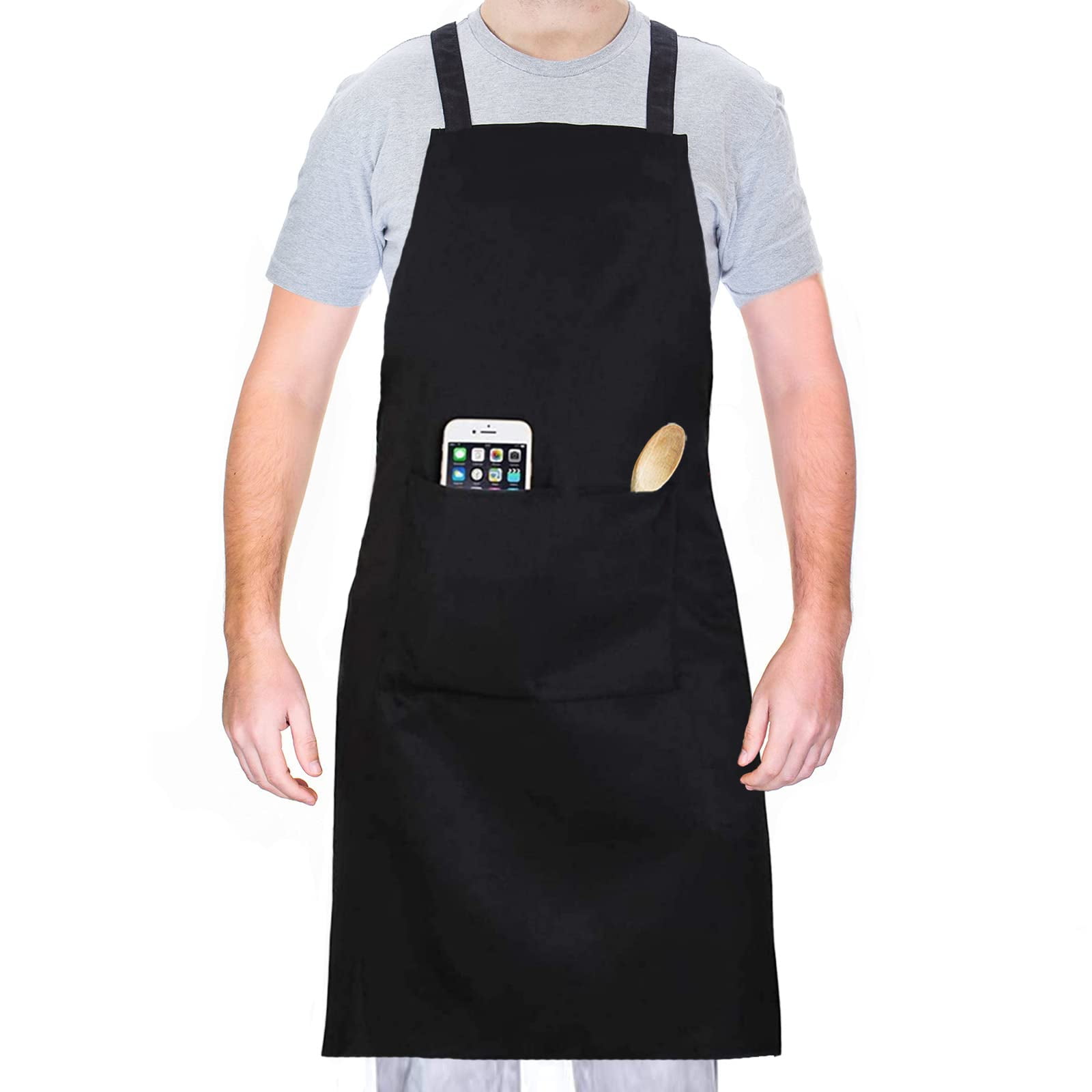 ILLUVA Waterdrop Resistant 2-Pocket Black Cooking Apron - Walmart.com