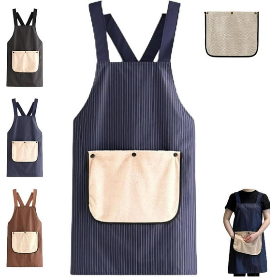 Apron With Pockets For Women And Men Cross Back Design With Towel, 2 ...