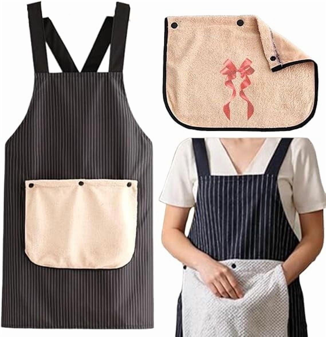 Apron With Pockets For Women And Men Cross Back Design With Towel ...