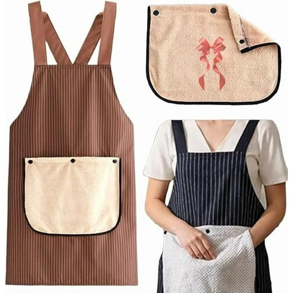 Apron With Pockets For Women And Men Cross Back Design With Towel ...