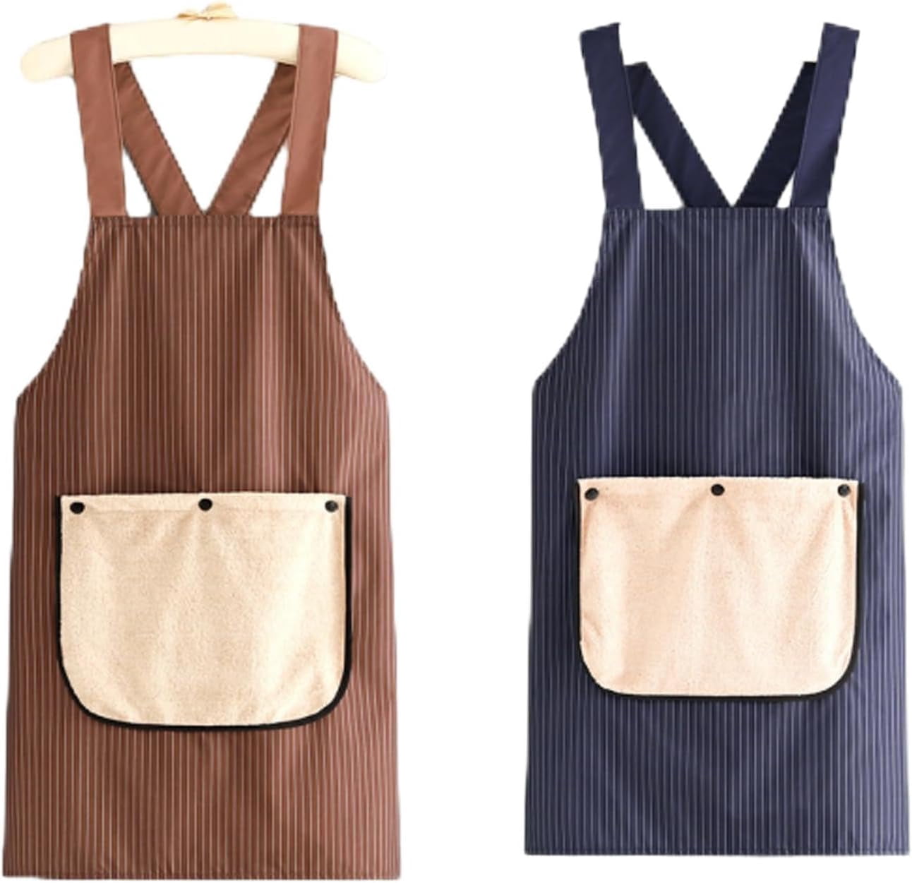 Apron With Pockets Women Men Cross Back Design With Towel, Apron With ...