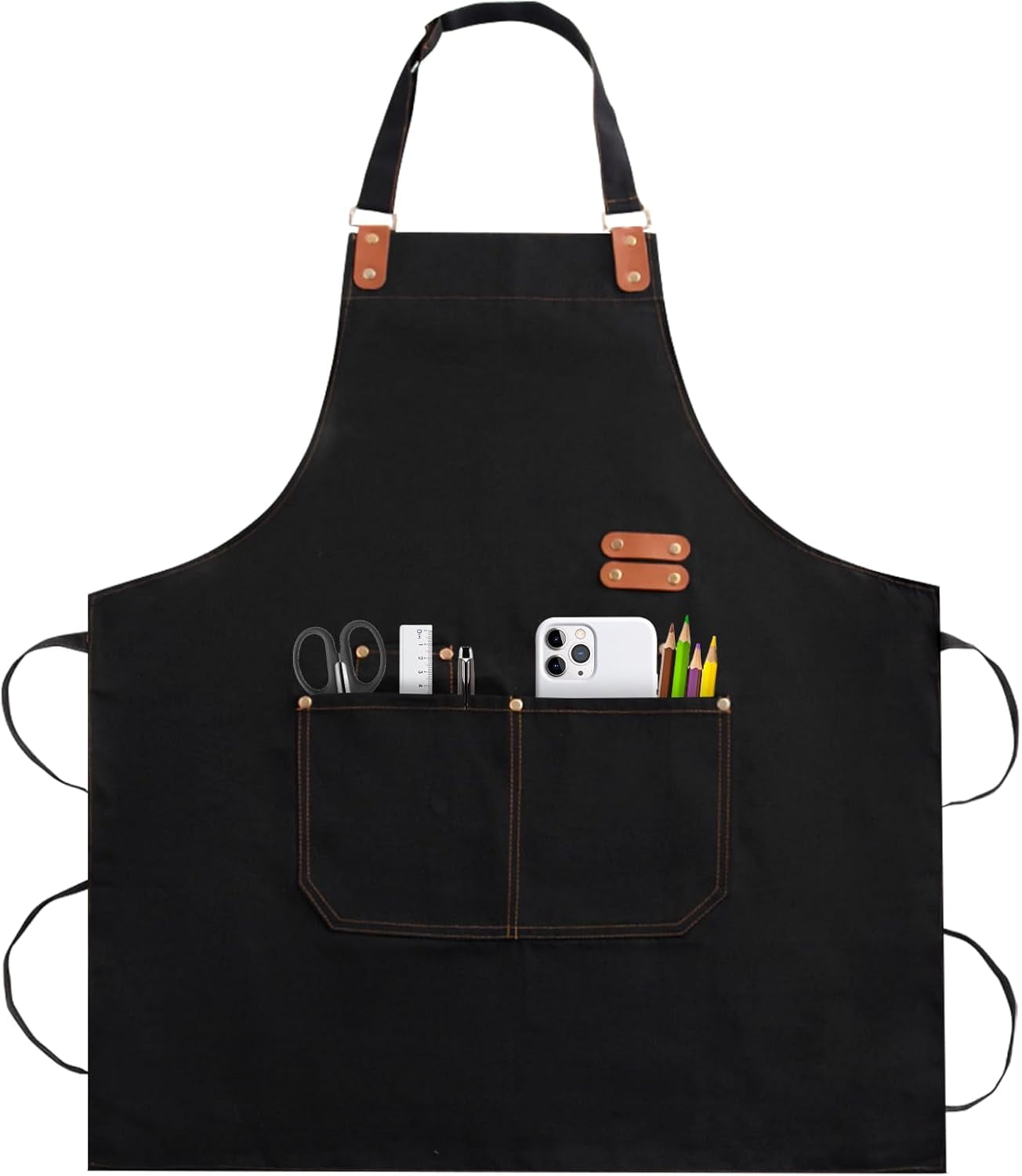 Apron for Men Women, Chef Apron with Adjustable Neck Strap, Heavy Duty ...