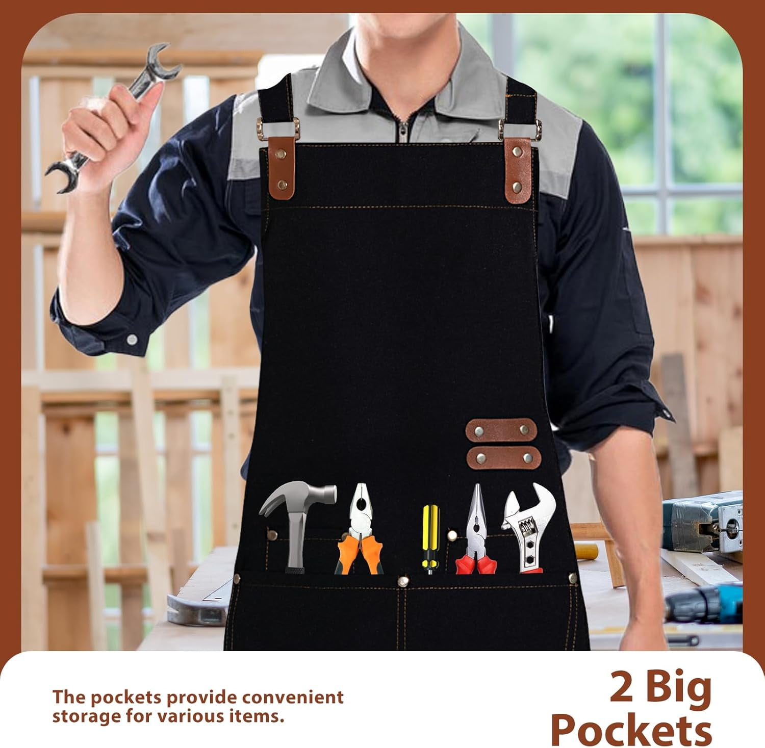 Apron for Men Women, Chef Apron with Adjustable Neck Strap, Heavy Duty ...