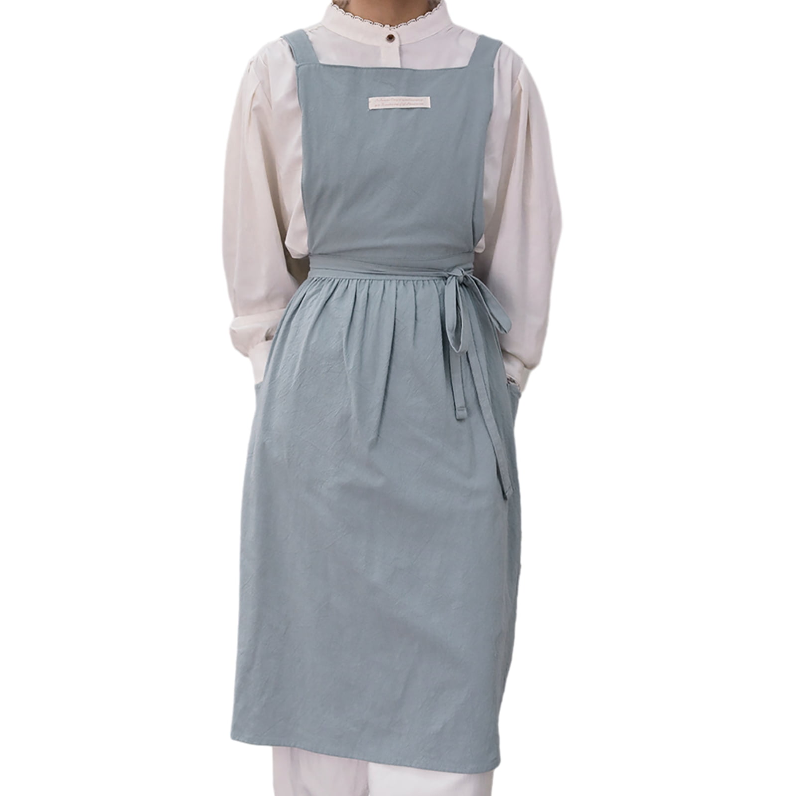 Apron for Women, Cotton and Linen Cross-Back Apron, Kitchen Apron Dress ...