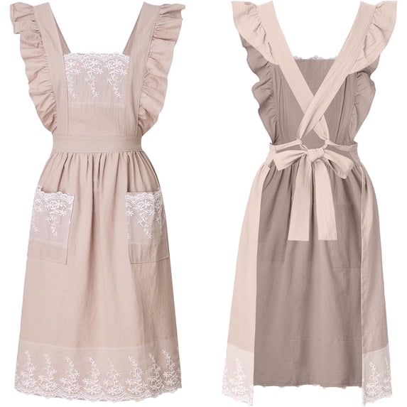 Apron for Women with Pockets, Lace Cute Linen Apron for Gardening ...
