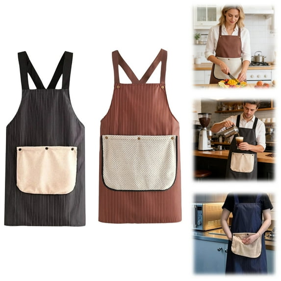 Apron with Pockets for Women and Men Cross Back Design with Removable ...