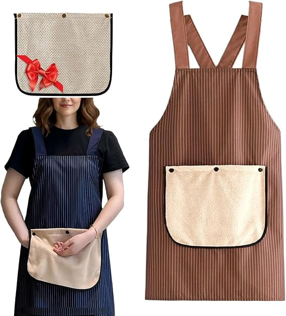 Apron with Pockets for Women and Men Cross Back Design with Removable ...