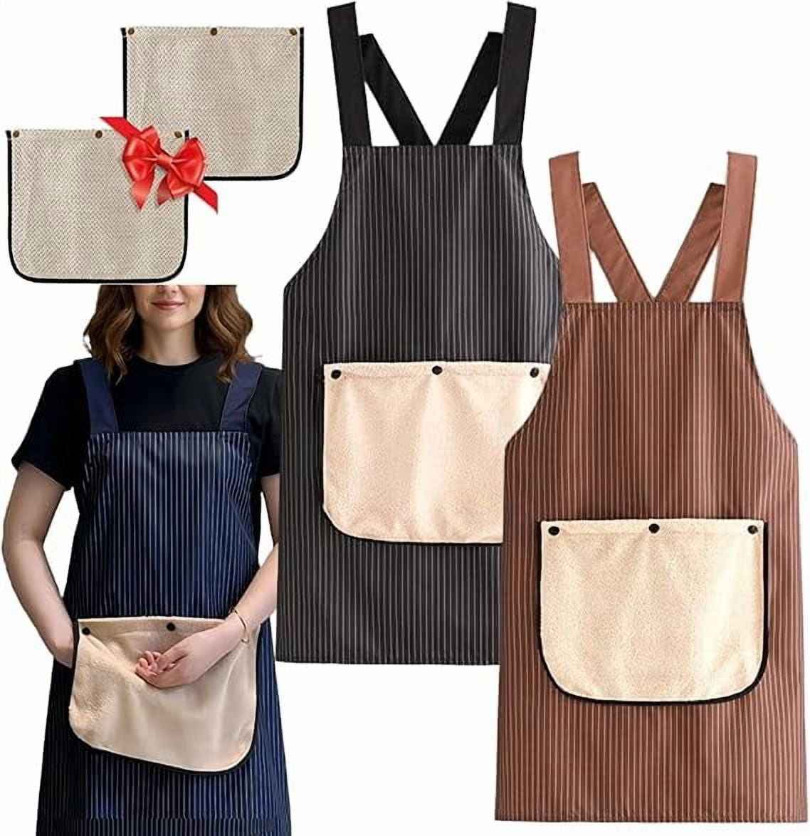 Apron with Pockets for Women and Men Cross Back Design with Towel ...