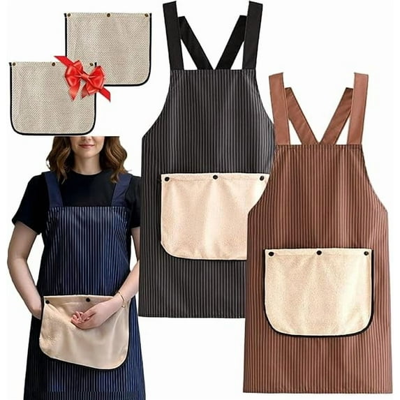 Apron with Pockets for Women and Men Cross Back Design with Towel ...