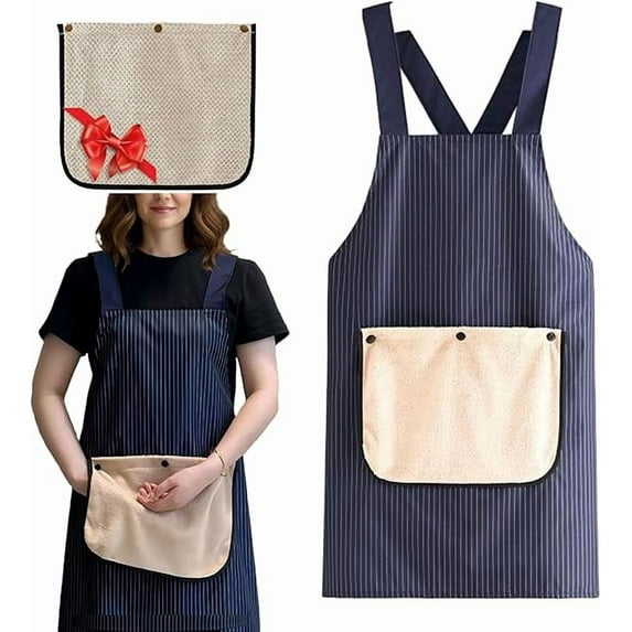 Apron with Pockets for Women and Men Cross Back Design with Towel ...