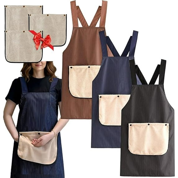 Apron with Pockets for Women and Men Cross Back Design with Towel ...