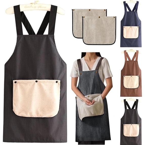 Apron with Pockets for Women and Men, Cross Back Design with Towel ...