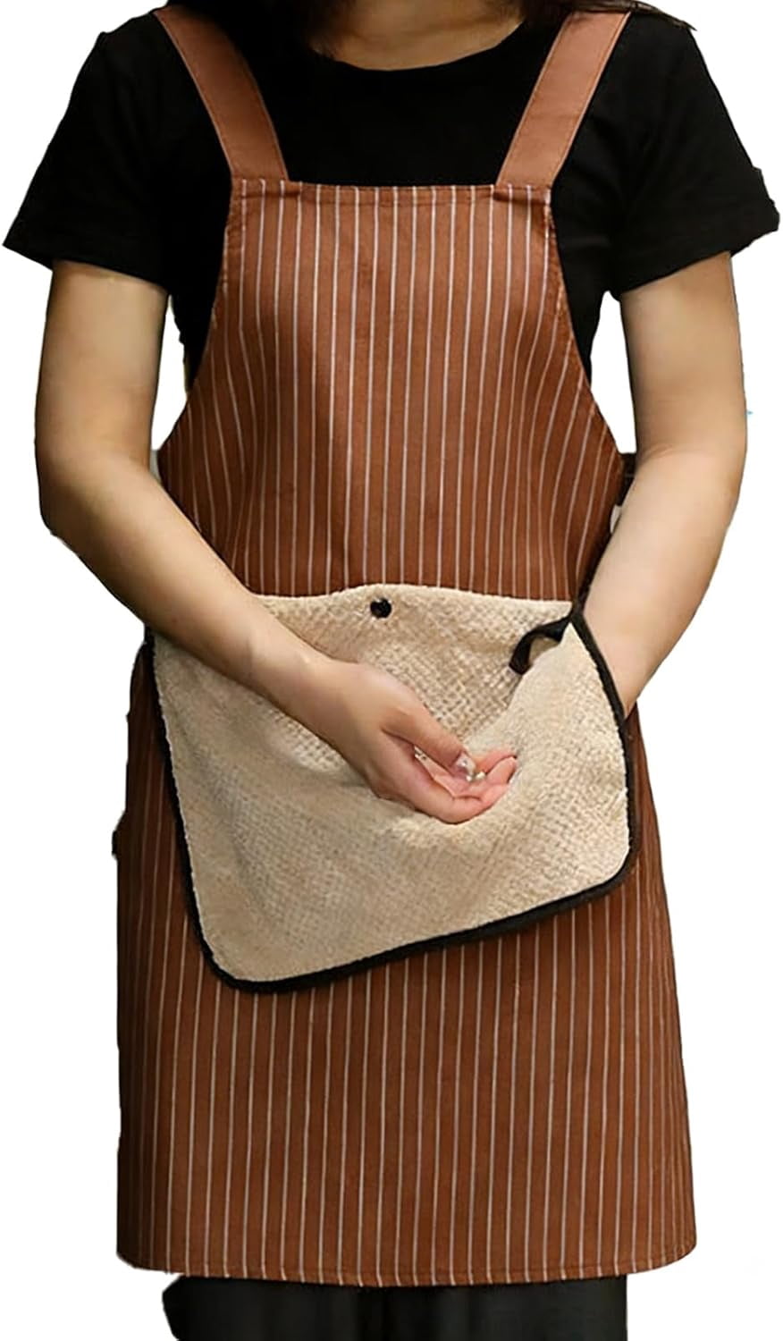 Apron with Pockets for Women and Men, Cross Back Design with Towel ...