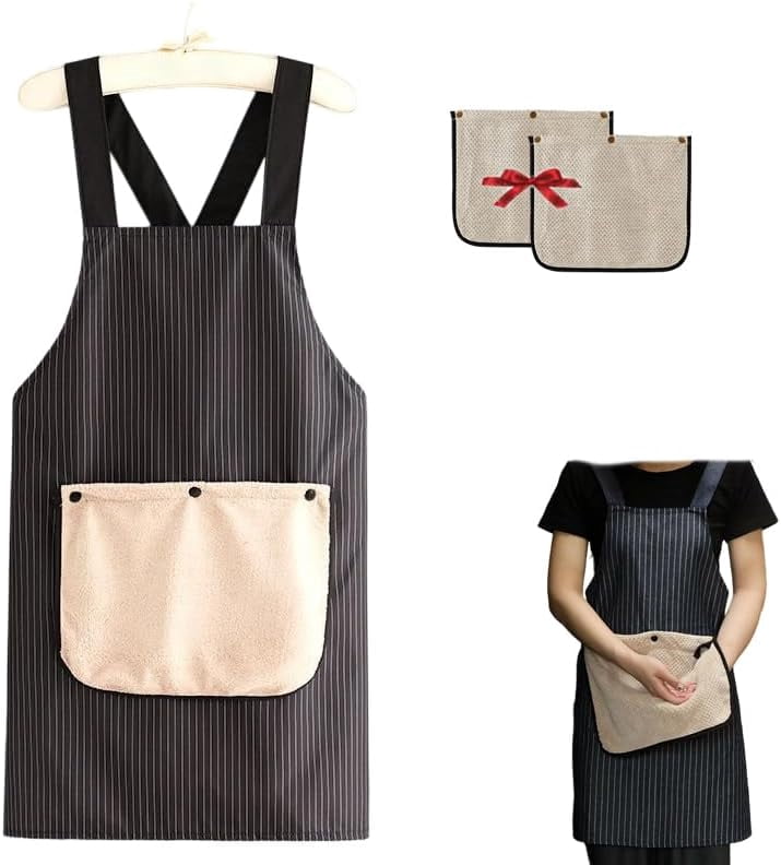 Apron with Towel Attached and Pockets for Women Men, 2026 Cross Back ...