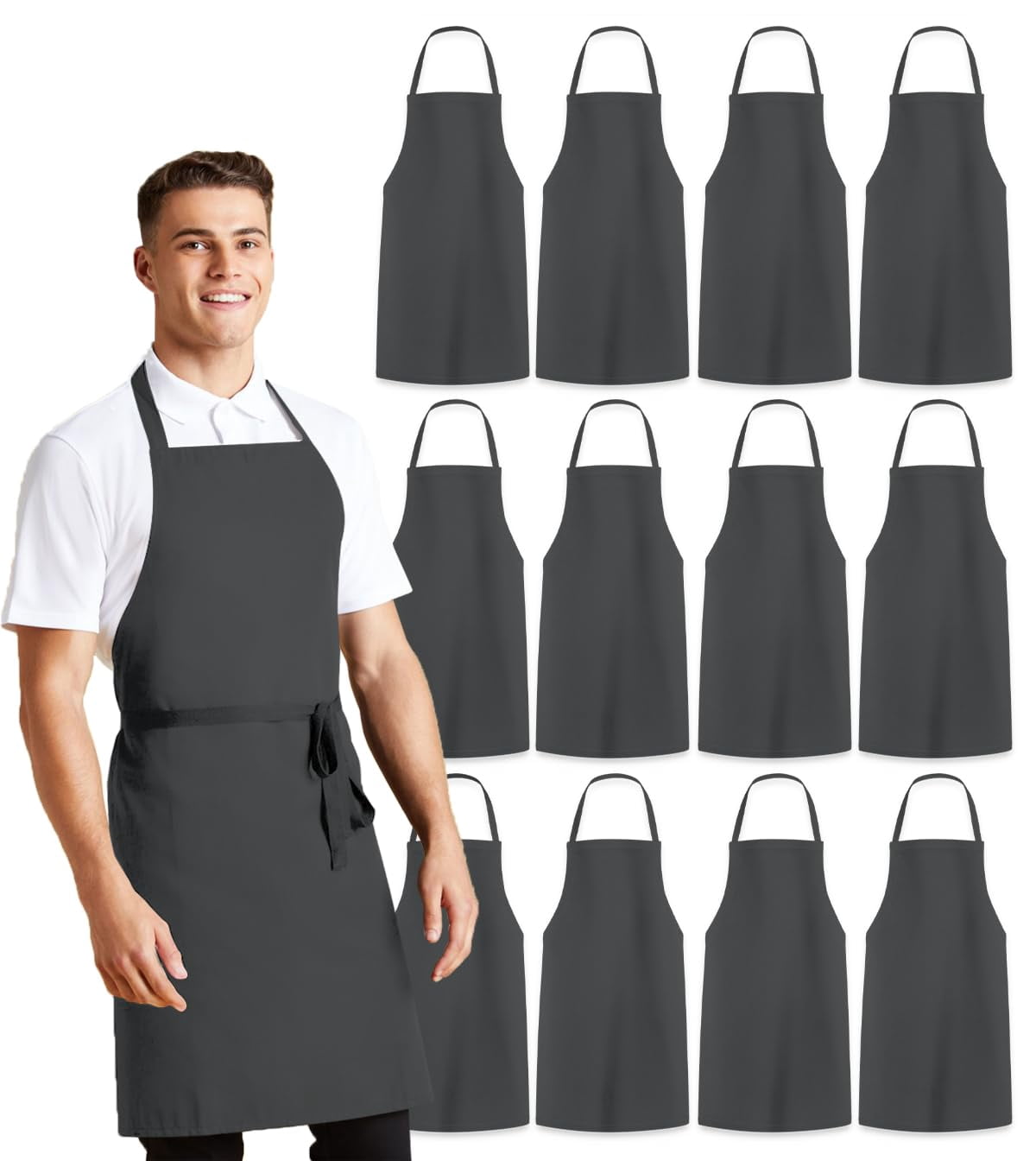 Aprons For Men - Polyester Chef Apron Women With Extra Long Ties ...