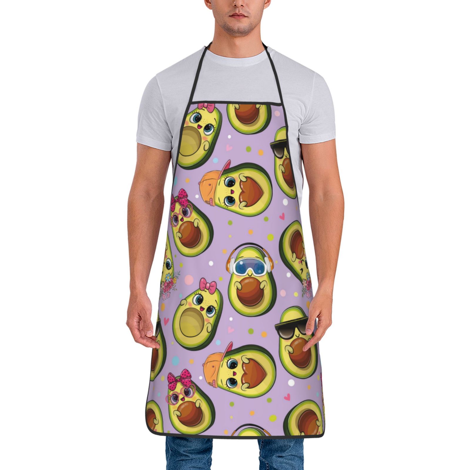 Aprons for Men Women - Cute Avocado Flower Purple Cooking Kitchen Apron ...