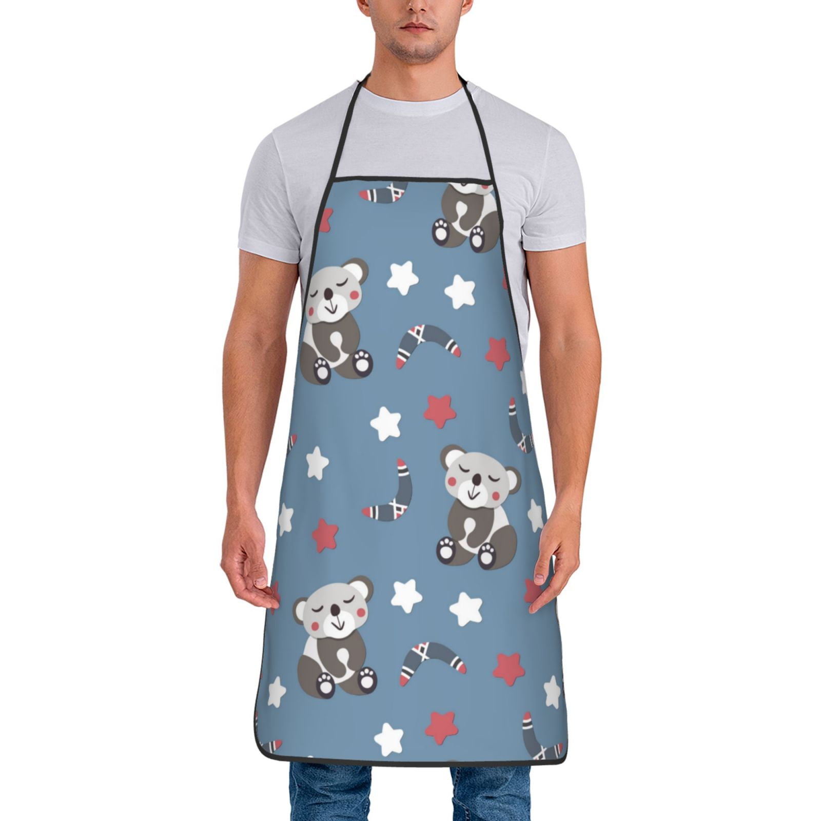 Aprons for Men Women - Cute Bear Stars Print Cooking Kitchen Apron Chef ...