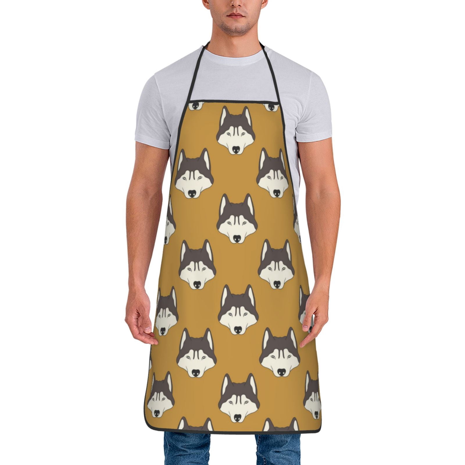 Aprons for Men Women - Cute Cartoon Husky Cooking Kitchen Apron Chef ...