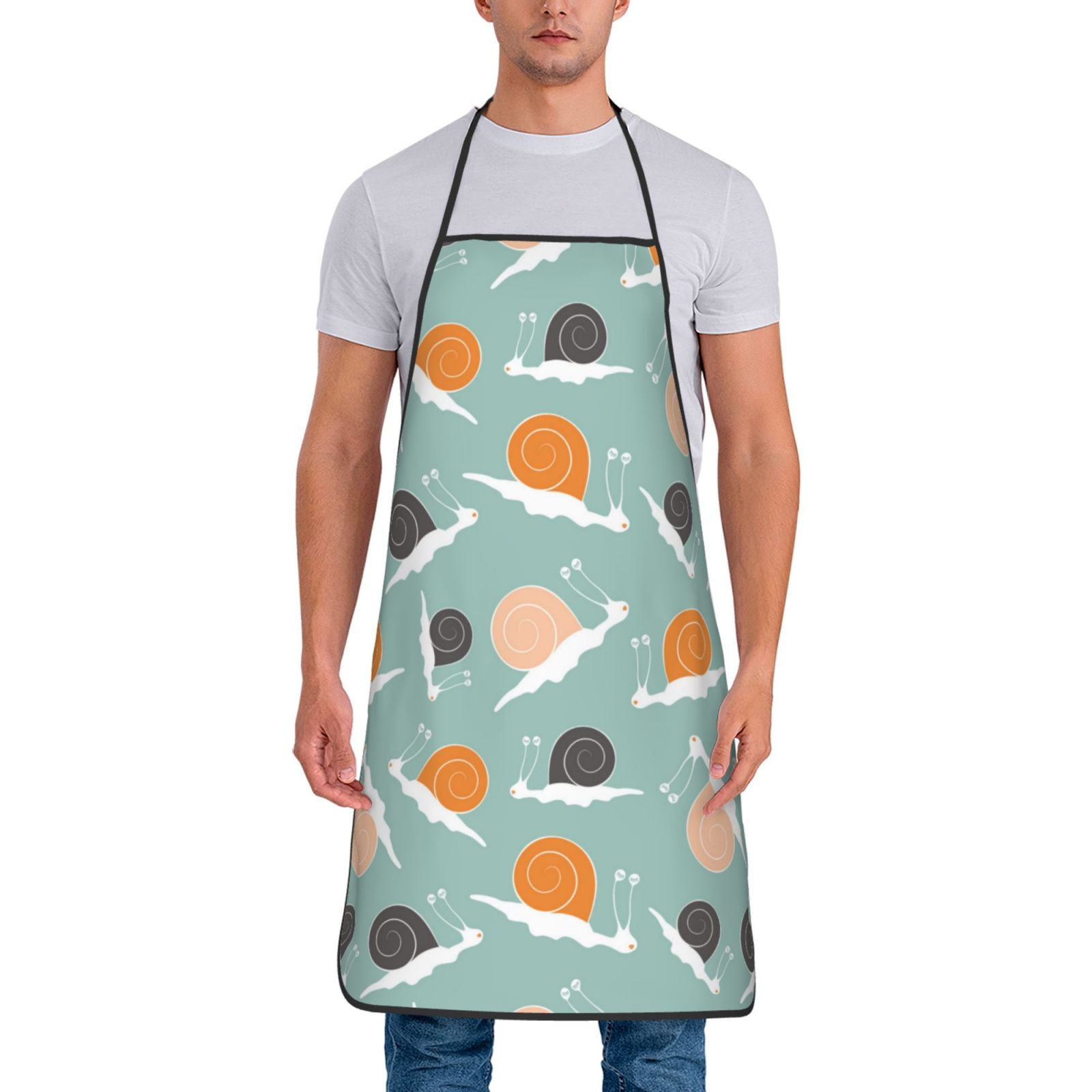 Aprons for Men Women - Cute Cartoon Snails Cooking Kitchen Apron Chef ...
