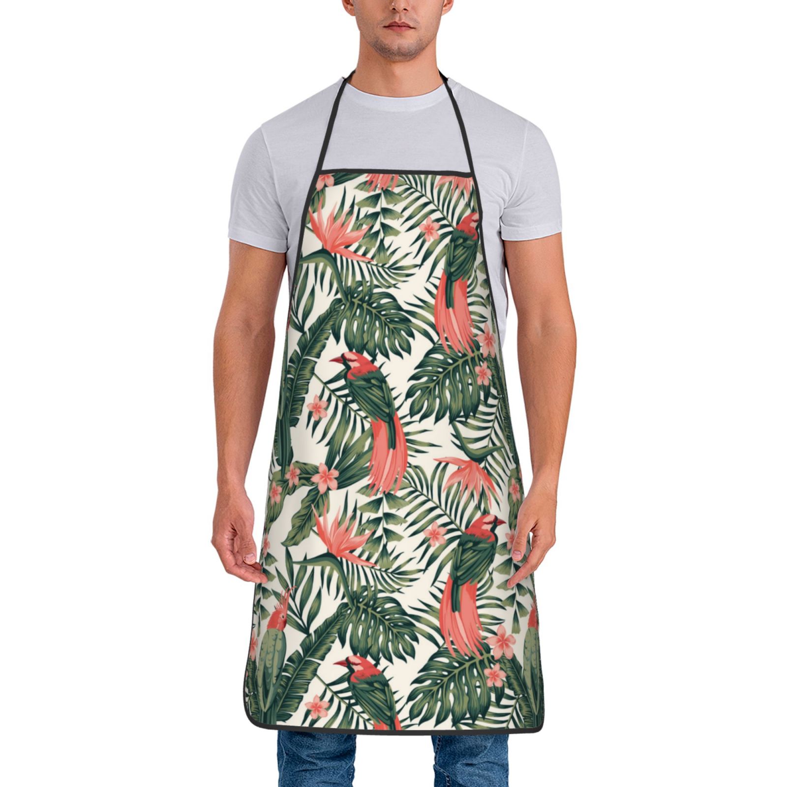 Aprons for Men Women - Cute Parrot Palm Leaf Turtle Leaf Cooking ...