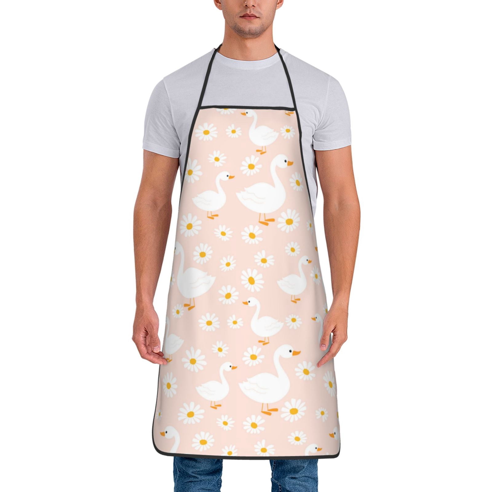 Aprons for Men Women - Daisy Cute Duck Pink Cooking Kitchen Apron Chef ...