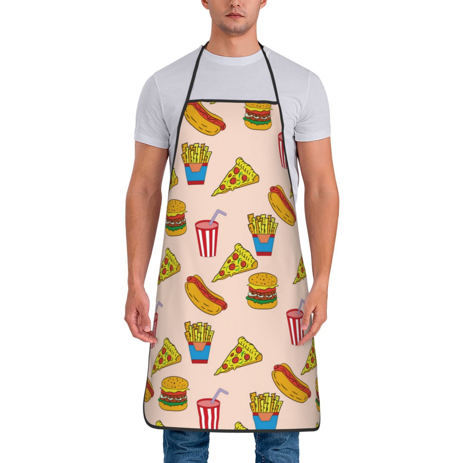 Aprons for Men Women - Hamburger Pizza Coke Cooking Kitchen Apron Chef ...