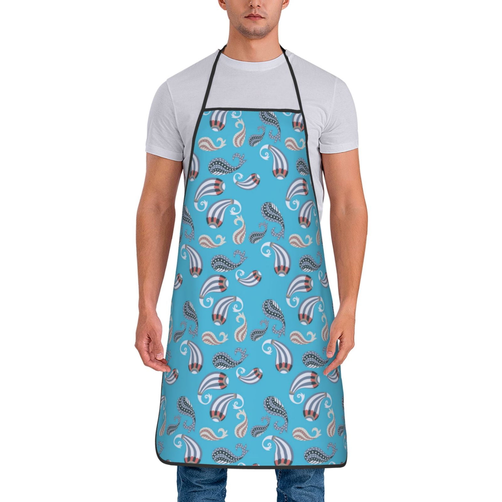 Aprons for Men Women - Lightblue Abstractly Fish Cooking Kitchen Apron ...