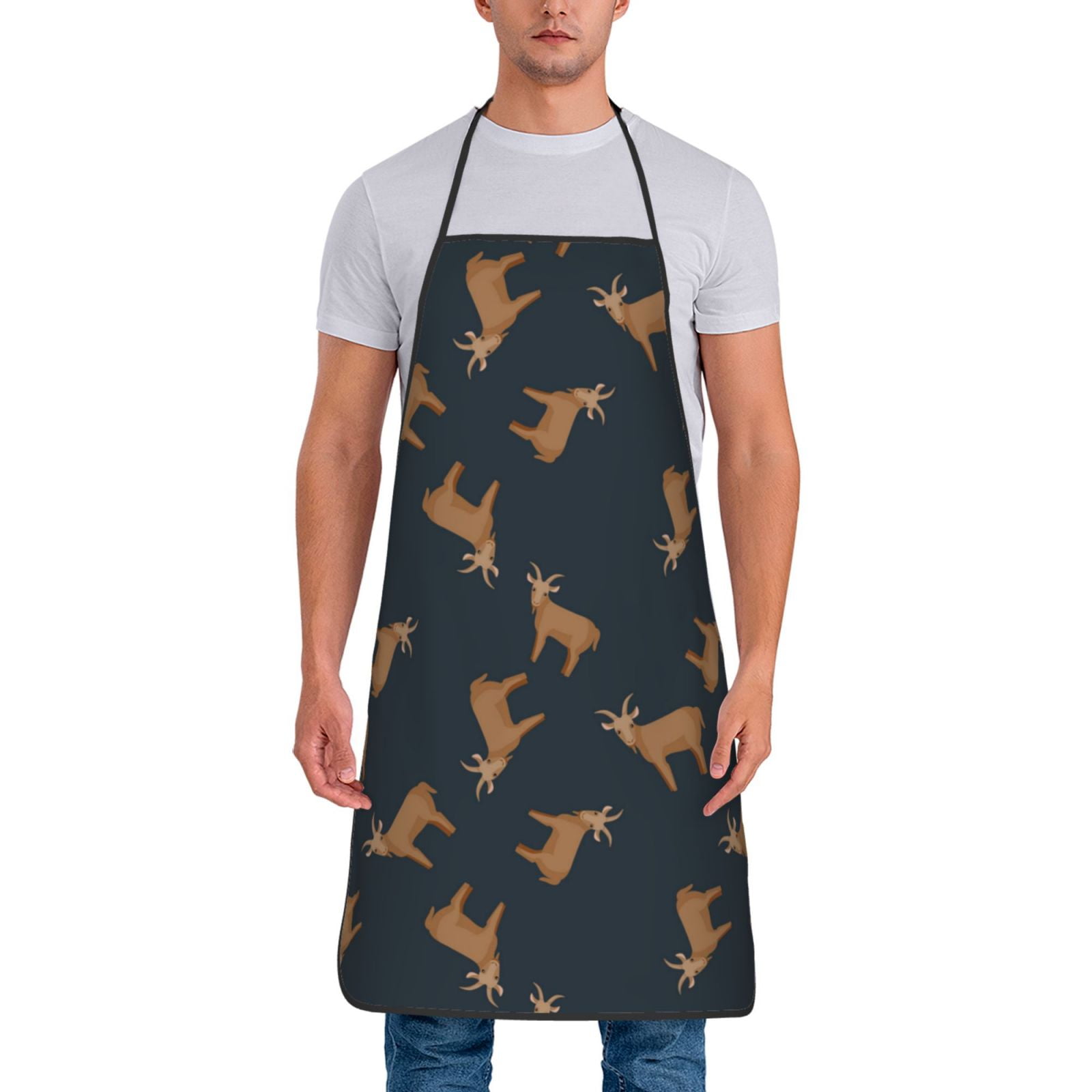 Aprons for Men Women - Minimalist Cute Goat Cartoon Cooking Kitchen ...